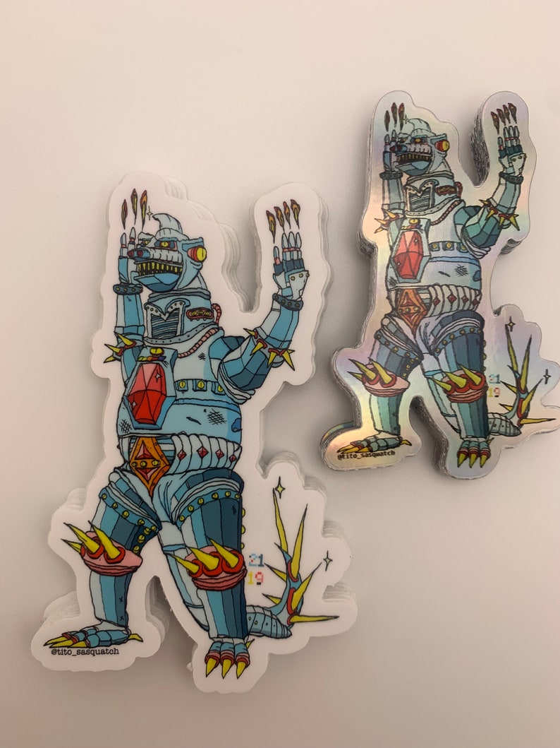 Mecha ZILLA (2 Sticker Pack) 4 Inch Matte + Holographic - Etsy