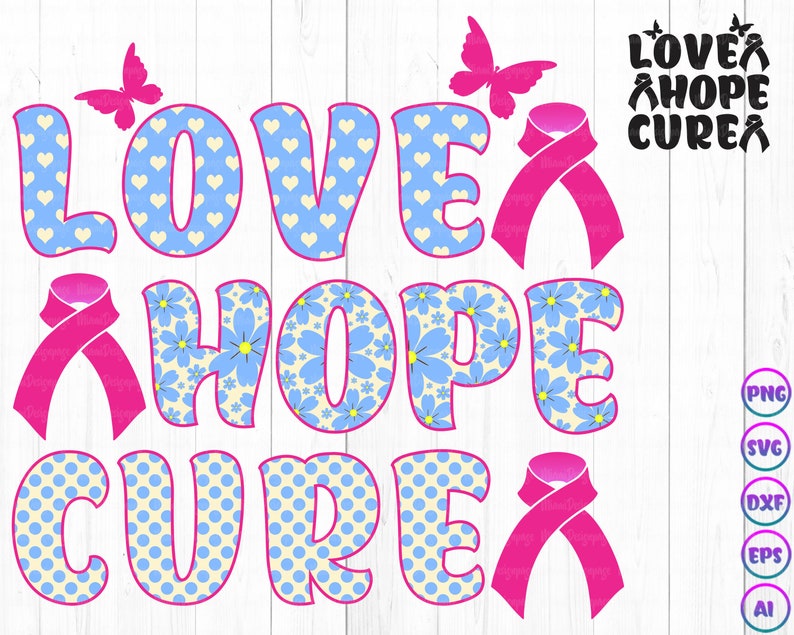 Love Hope Cure Svg Breast Cancer Svg Awareness Shirt Svg - Etsy