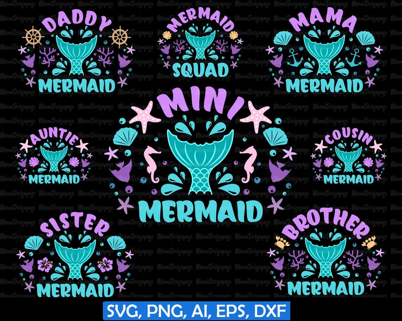 Mermaid Family Party 2023 SVG Bundle: Matching Shirts (digital Download ...