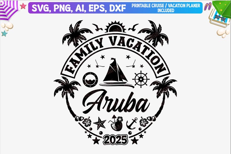 Aruba Family Vacation 2025 SVG PNG: Beach Trip Cricut File - Etsy