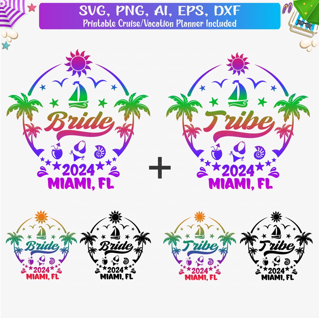 Miami Florida Bride & Tribe 2024 Svg, Miami Bachelorette party svg ...