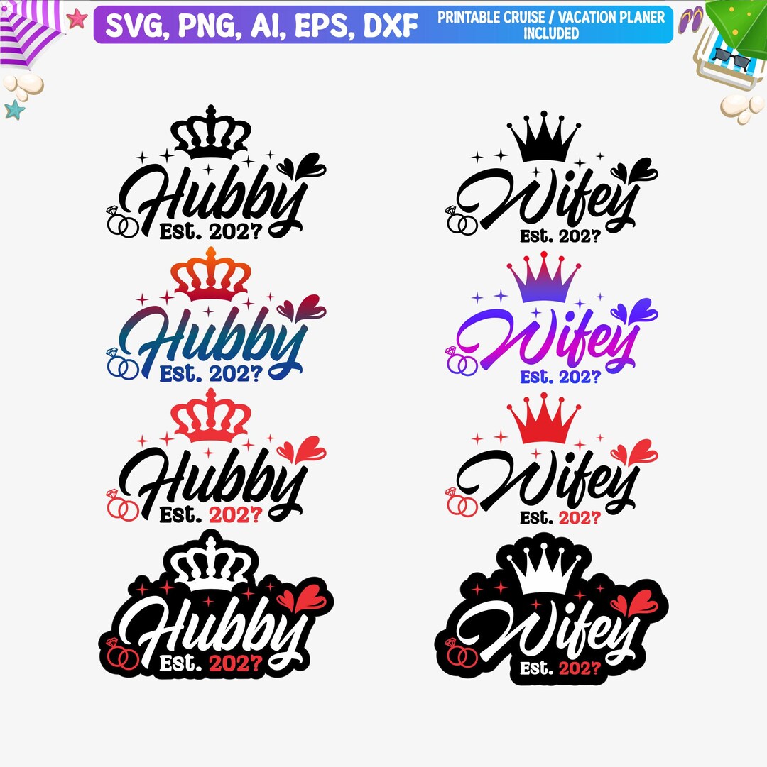Custom Personalized Wifey Est 202? Svg, Hubby Est 202? Svg, Wedding Svg ...