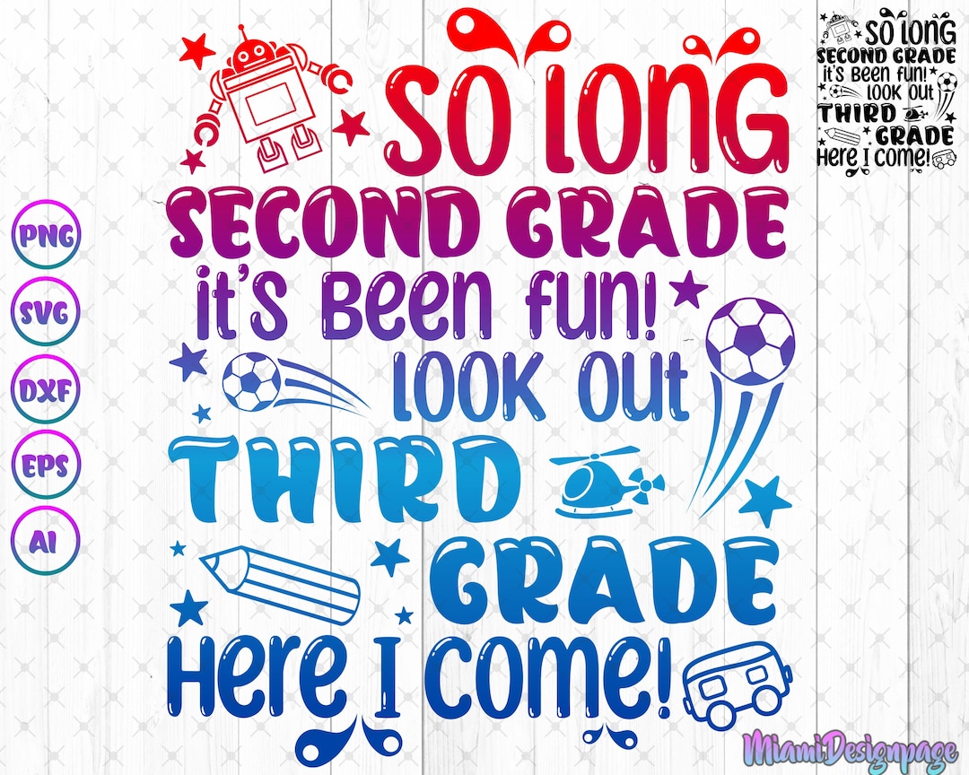 Second Grade Graduation SVG: Boy Cut File, Third Grade (digital ...
