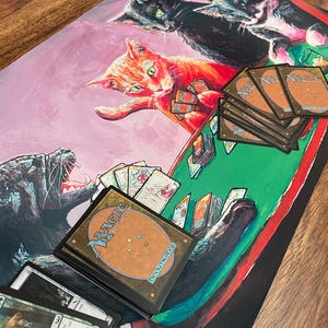 Cats Playing Magic the Gathering - Playmat - Etsy