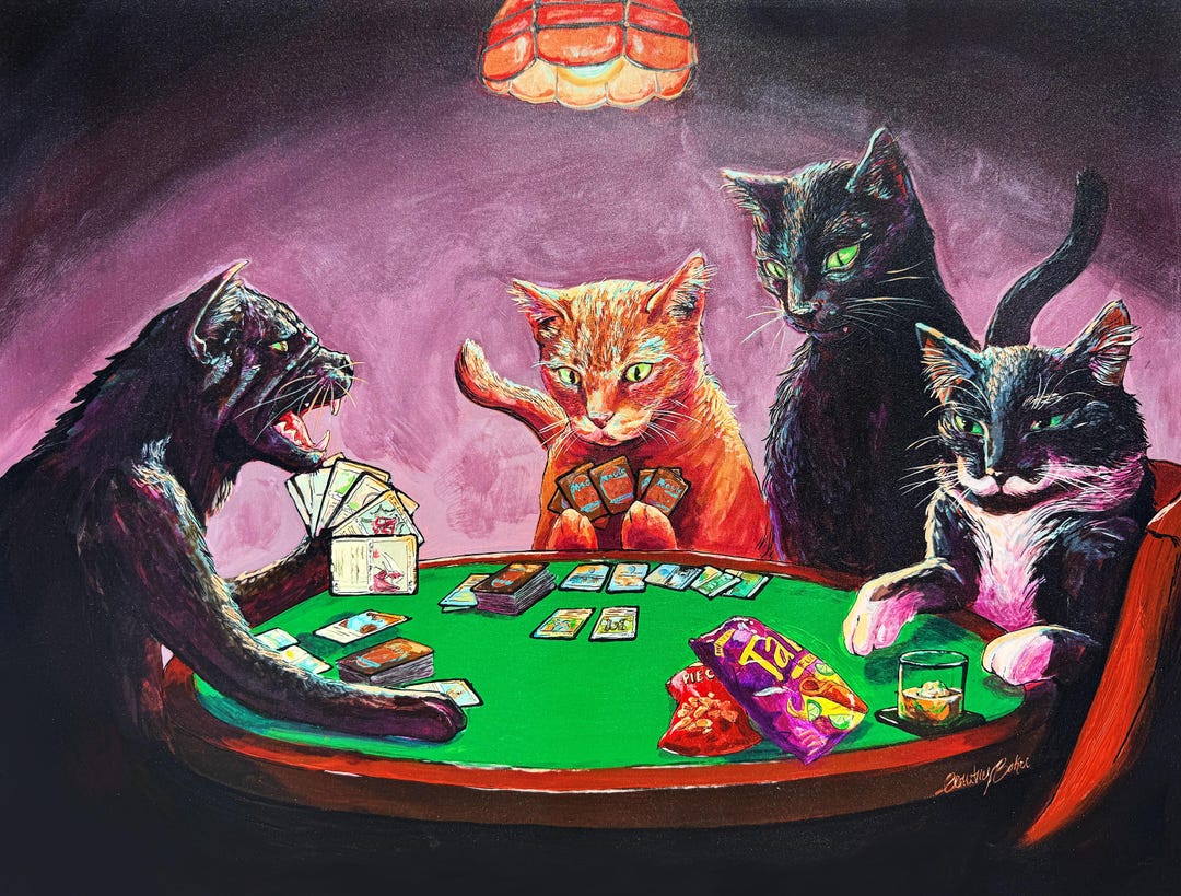 Cats Playing Magic the Gathering - OPEN EDITION Print - Etsy