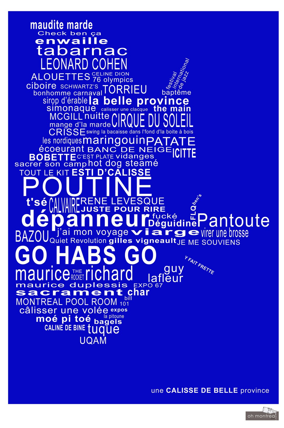 Une Calisse De Belle Province! Quebec Poster, Typographic Print ...