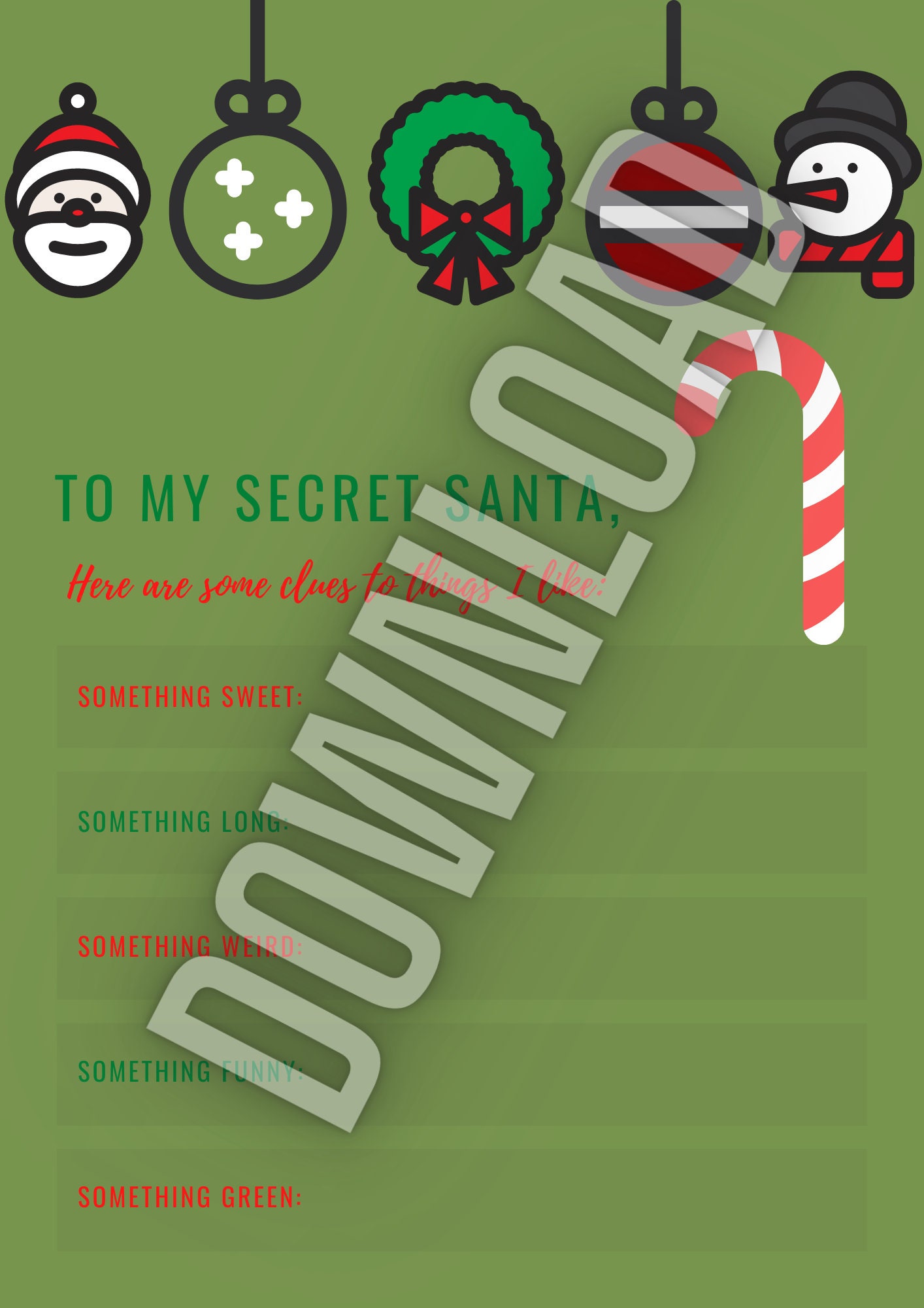 Secret Santa Clues - Etsy