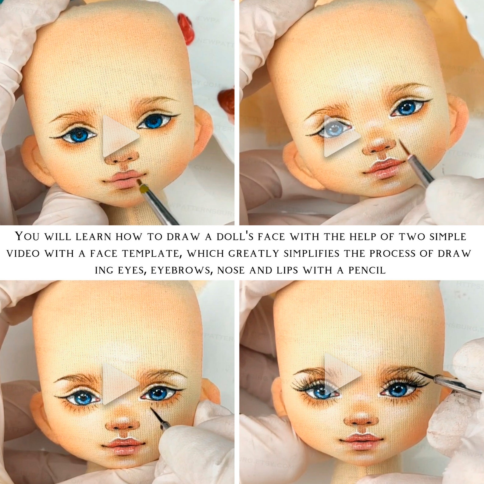 Video Tutorial on Drawing the Face of a Ragdoll Catherine Emily Using a ...