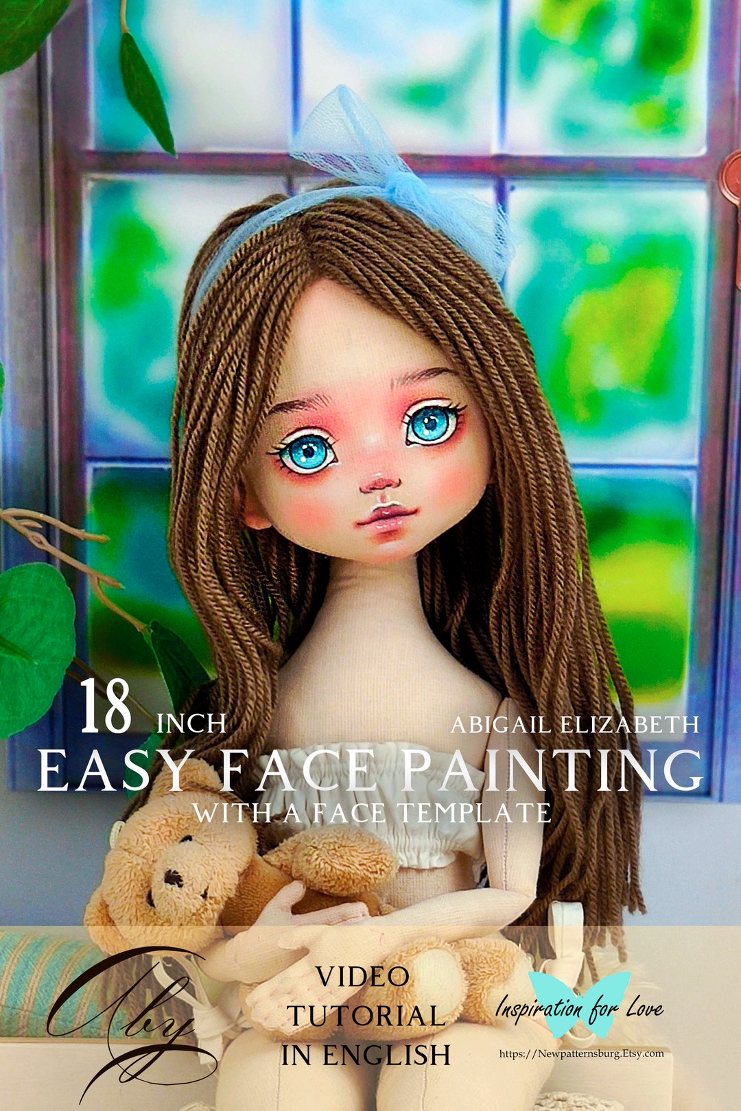Face Painting Boneca With Face Template Sewing 18 Inch Rag Doll Abigail ...