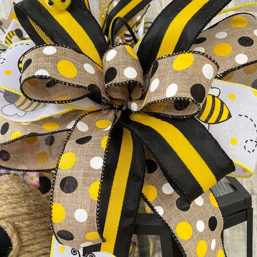 Bumblebee Bee Ribbon Lantern Bow Summer Wreath Bow Spring Etsy