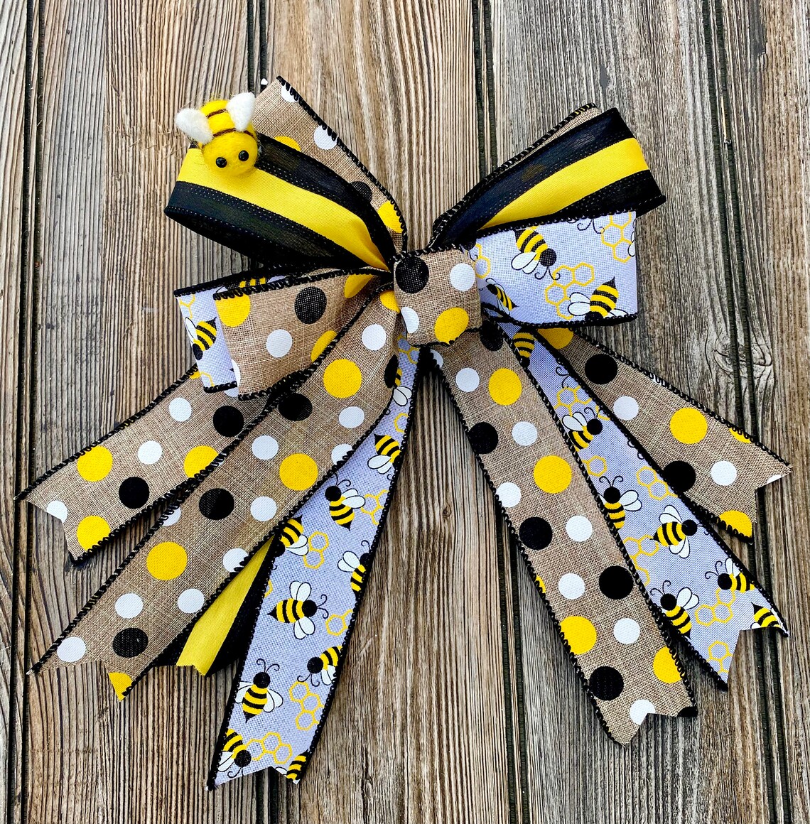 Bumblebee Bee Ribbon Lantern Bow Summer Wreath Bow Spring Etsy
