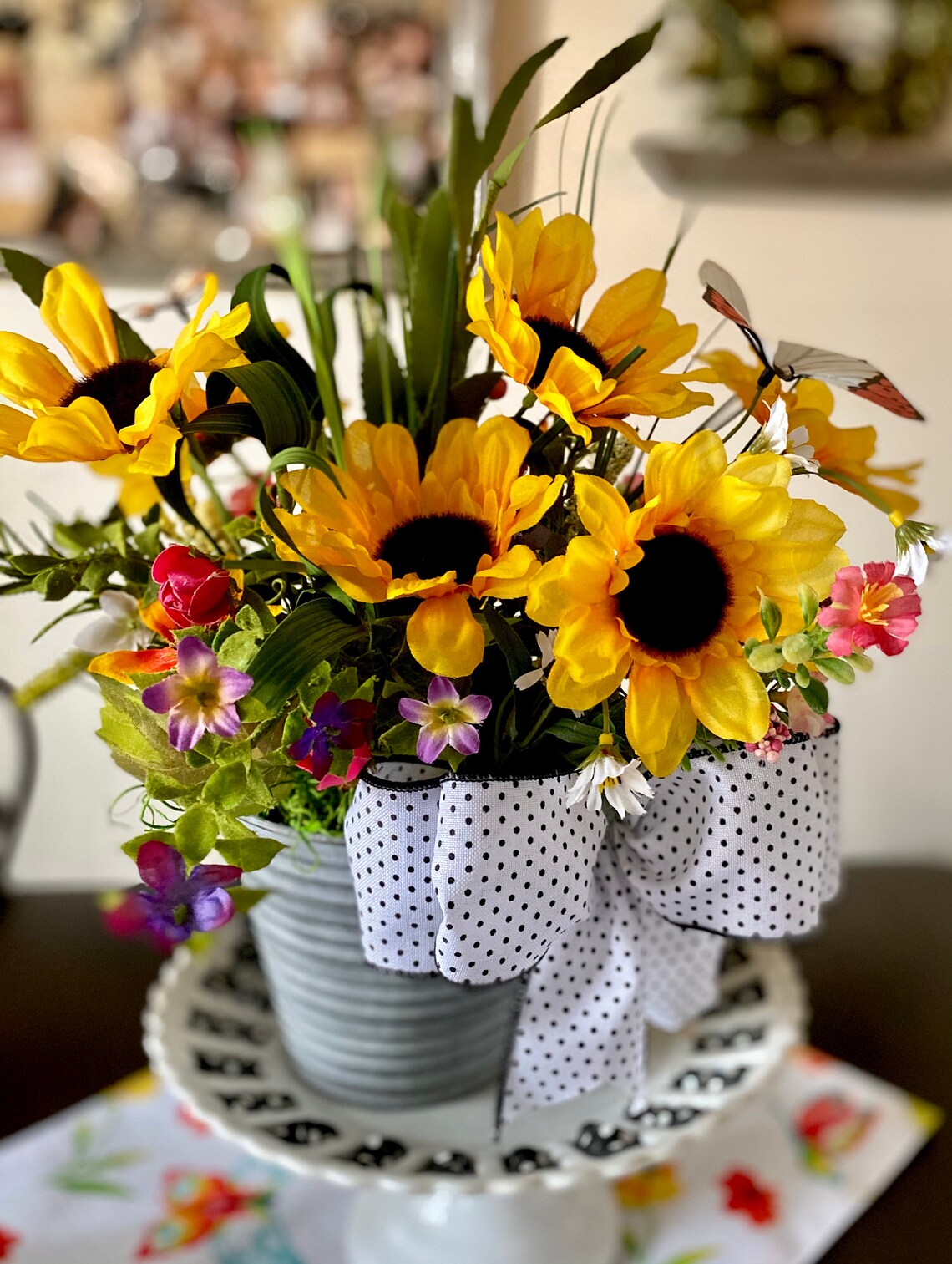 Farmhouse Sunflower Wildflower Arrangement Summer Floral | Etsy