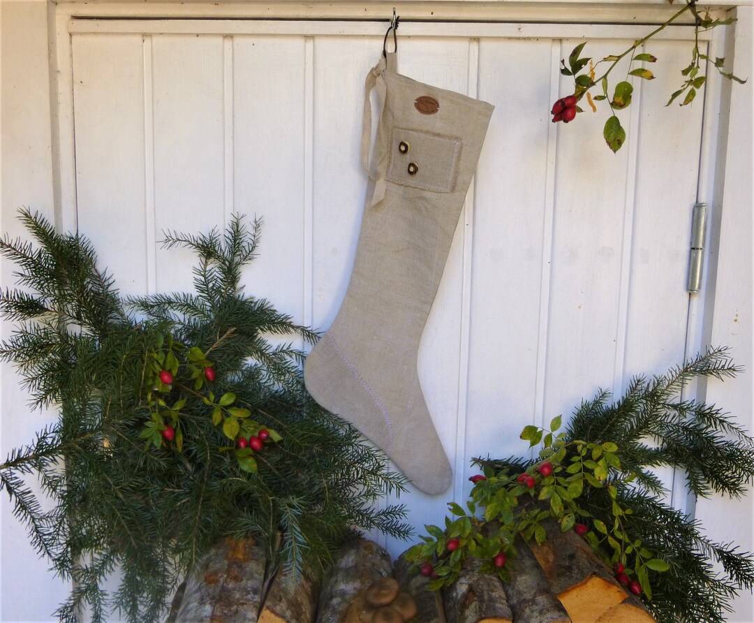 Christmas Stocking "claas" Vintage Linen, Original German Mangle Cloth ...