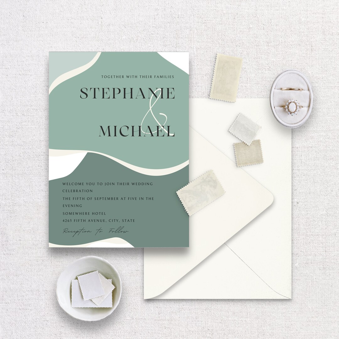 Editable DIGITAL Wedding Invitation Template Organic Boho Invite ...
