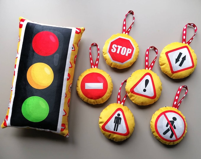 Soft Road Signs Mini Pillows Set, Traffic Education. Traffic Lights ...