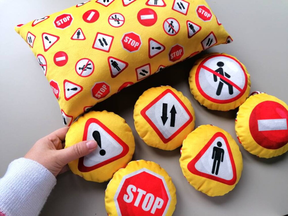 Soft Road Signs Mini Pillows Set, Traffic Education. Traffic Lights ...