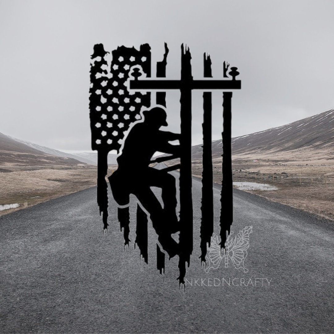 Lineman Decal Linesman American Tradesman Trades Worker Husband ...