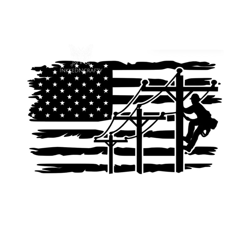 Lineman Decal Linesman Car Decal American Flag - Etsy