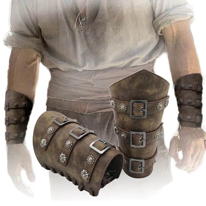 Mens Medieval Renaissance Viking Warrior Leather Arm Cuffs - Etsy