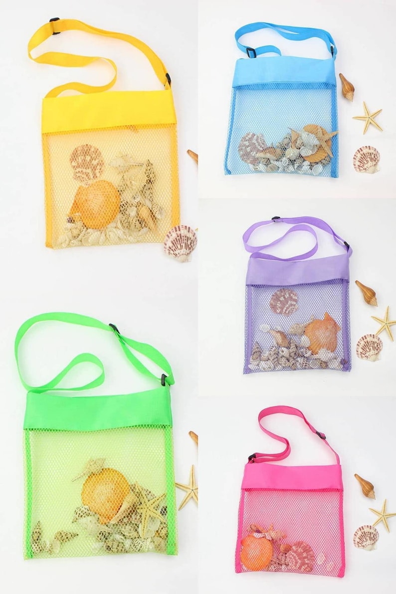 Personalized Shell Bags for Kids, Custom Mesh Tote Bag for Seashells ...