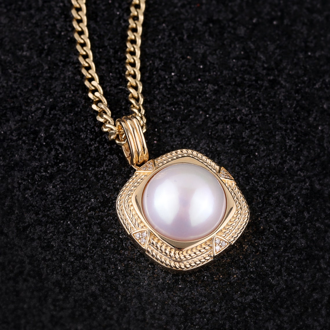 12mm Premium Seawater Mabe Pearl Elegant Pendant, Genuine High Luster ...