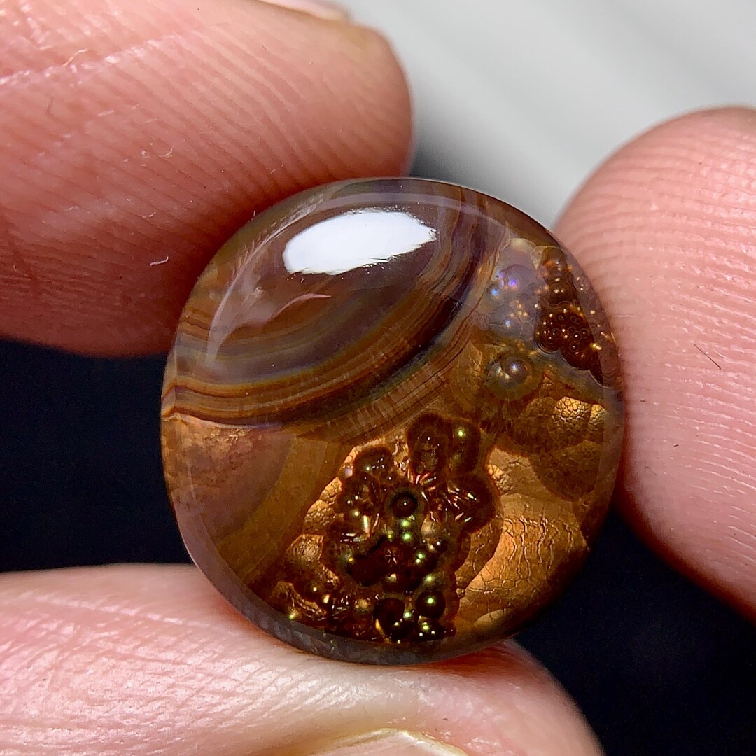 Natural Fire Agate Cabochon | 13.1x13.1x5.6 MM 8.30 Carat | Glowing ...