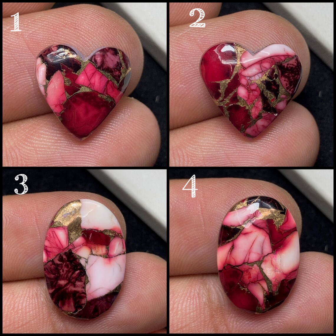 Pretty Pieces of Red Rose Dahlia Mohave Turquoise Cabochon Gorgeous ...