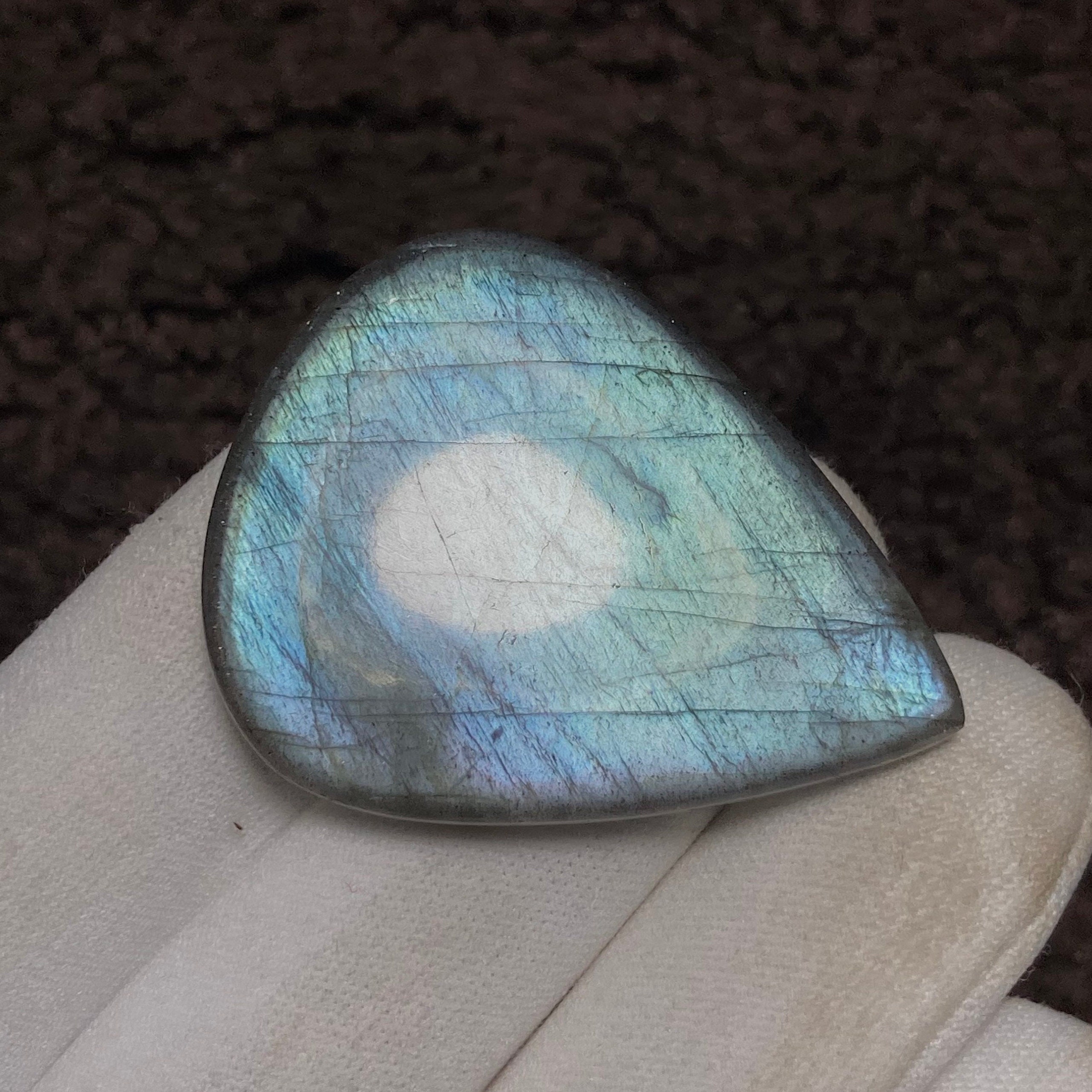 New Mine Labradorite Silver Color Flashing Cabochon 42.6x33.3x6 Mm 70. ...