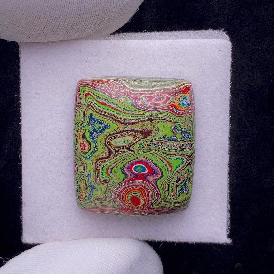 Bold Multicolored Fordite AKA Detroit Agate Cabochon 16.8x14.9x4.4 MM 5 ...