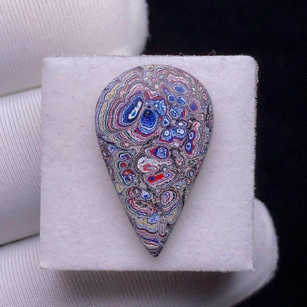 Colorful Layered Fordite AKA Detroit Agate Cabochon 22.4x13.9x3.1 MM 3. ...