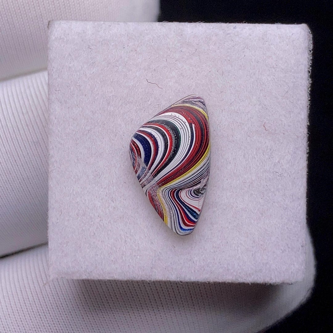 Colorful Layered Fordite AKA Detroit Agate Cabochon 13.6x7.9x2.2 MM 0. ...