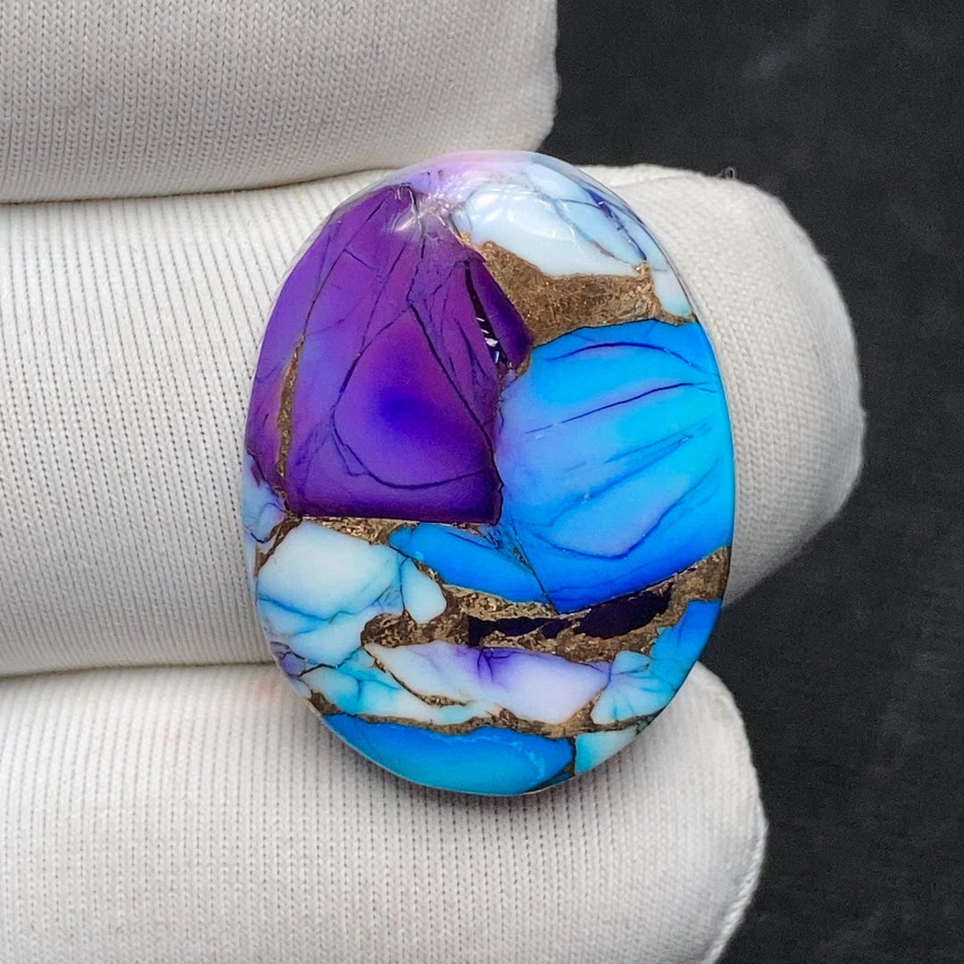 Lavender Ice Blue Turquoise Dahlia Cabochon - 16.35 Cts 22.3x17x4.4 MM ...