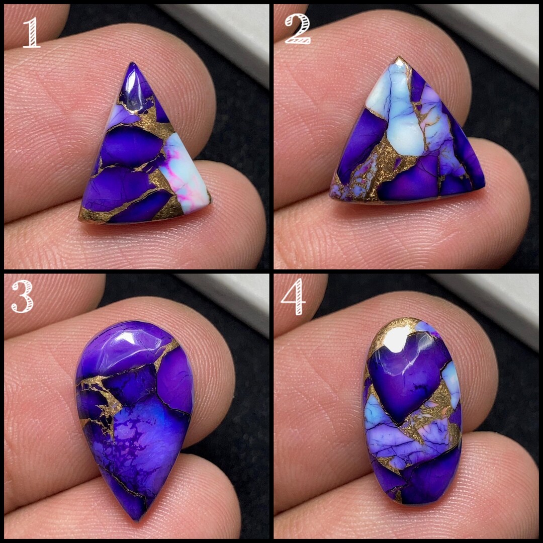 Pretty Pieces of Purple Rose Dahlia Copper Mohave Turquoise Cabochon ...