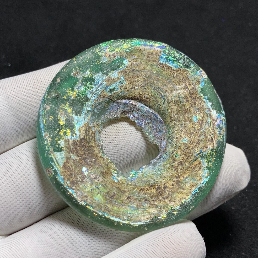 Natural Roman Glass Donut- 50x50x5.8 Mm 76.00 Carat - Its Surface ...