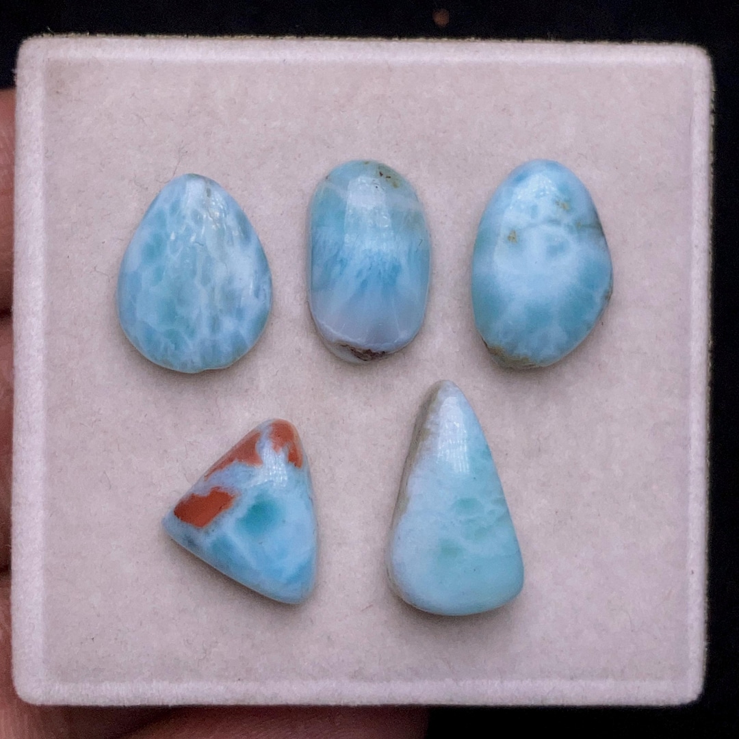 Rare Atlantis Stone Larimar Cabochon Lot - Pieces 05 - Unique Natural ...