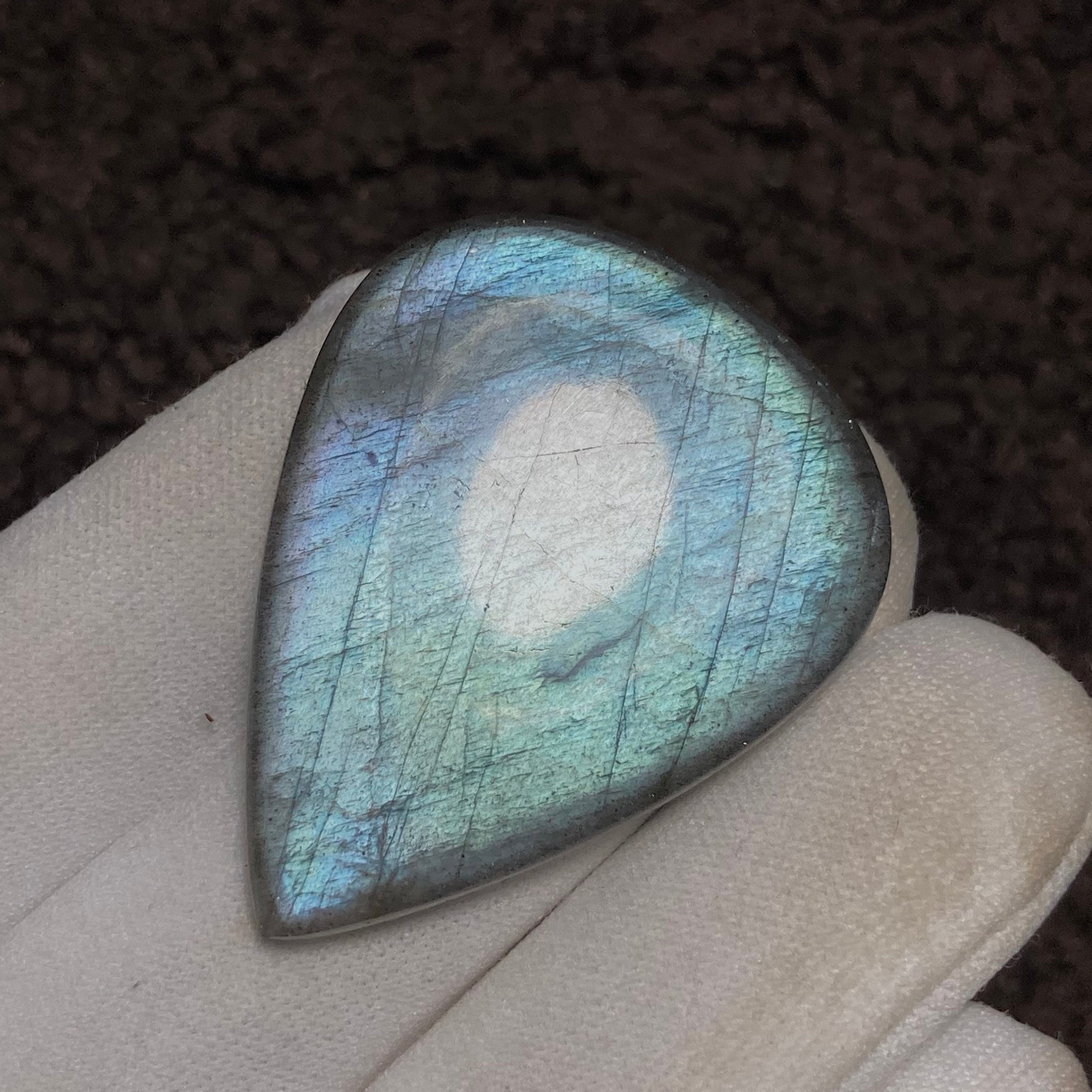 New Mine Labradorite Silver Color Flashing Cabochon 42.6x33.3x6 Mm 70. ...