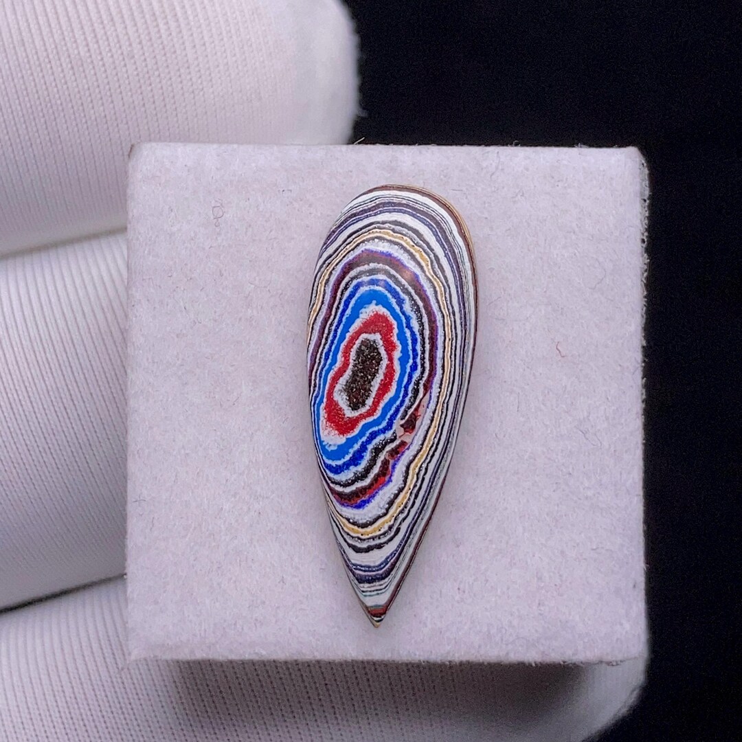 Colorful Layered Fordite AKA Detroit Agate Cabochon 21.5x8.3x5.8 MM 1. ...