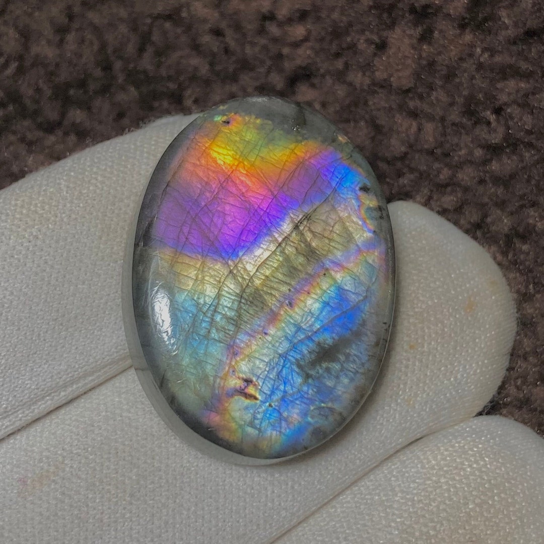 New Mine Labradorite Rainbow Color Flashing Cabochon 31.5x23.7x7.6 Mm ...