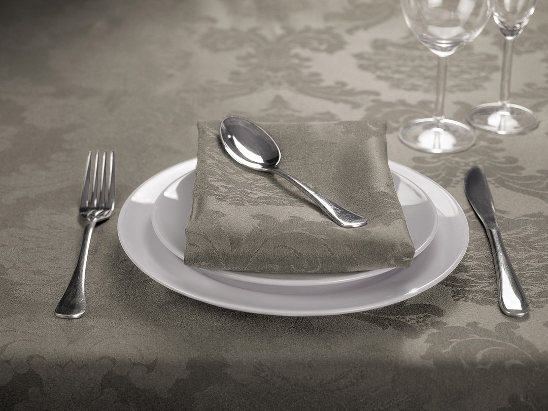 Silver-grey Bentley Brocade Table Linen - Etsy