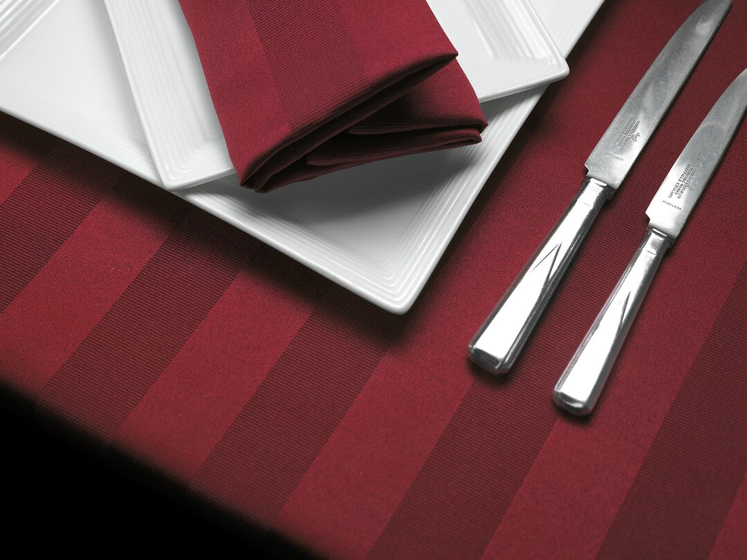 BURGUNDY 2-tone STRIPE Tablecloth - Etsy Australia