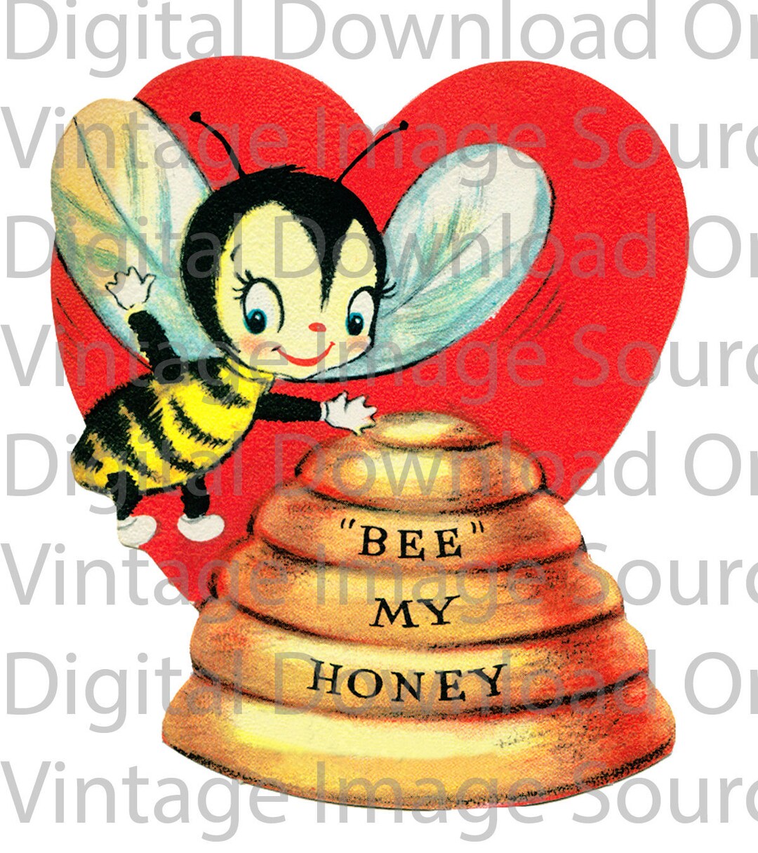 Digital Download PRINTABLE Vintage Valentine Honey Bee 1950s Card ...