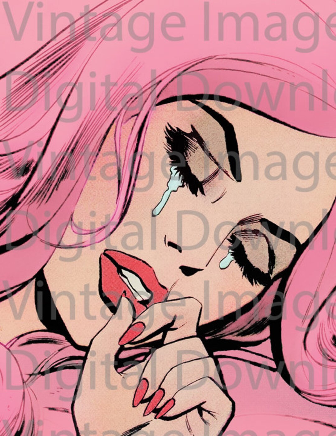 DIGITAL DOWNLOAD Vintage Comic Romance Love Pop Art 1960s Sad Crying ...