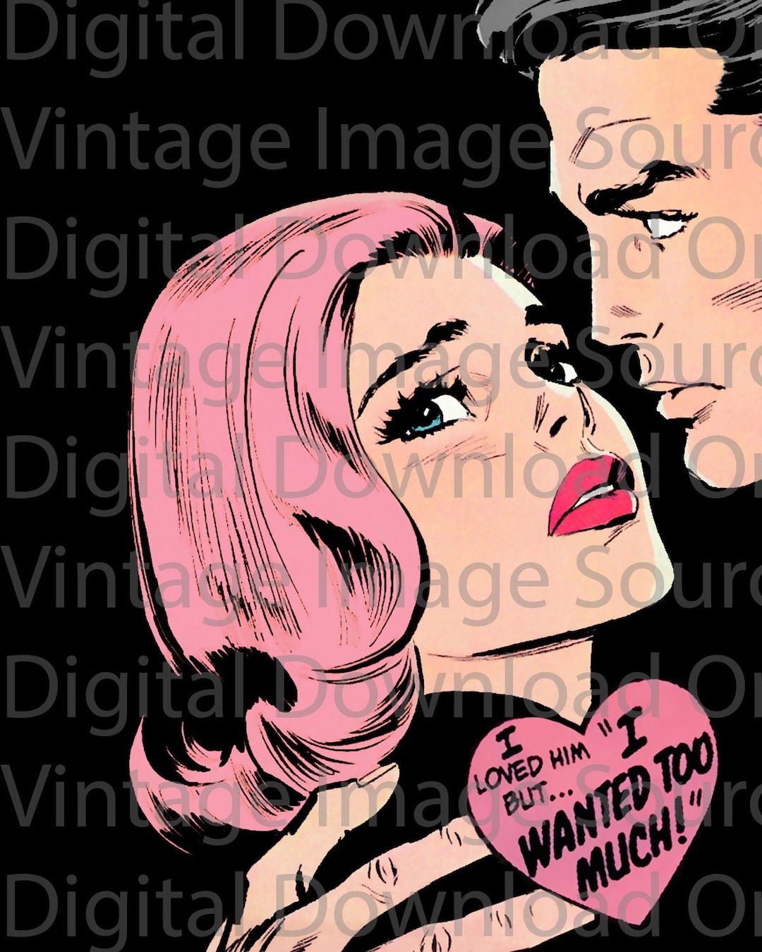 DIGITAL DOWNLOAD Vintage Comic Romance Love Pop Art 1960s Sad Crying ...