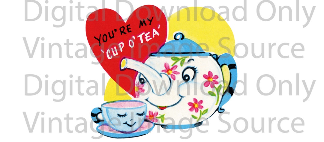 Digital Download PRINTABLE Vintage Valentine Tea Pot and Cup - Etsy