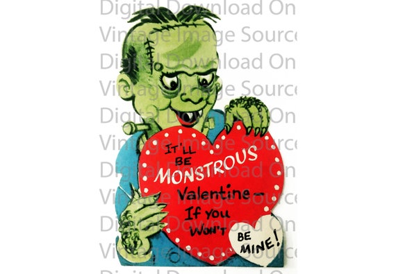 Digital Download PRINTABLE Vintage Valentine Frankenstein | Etsy