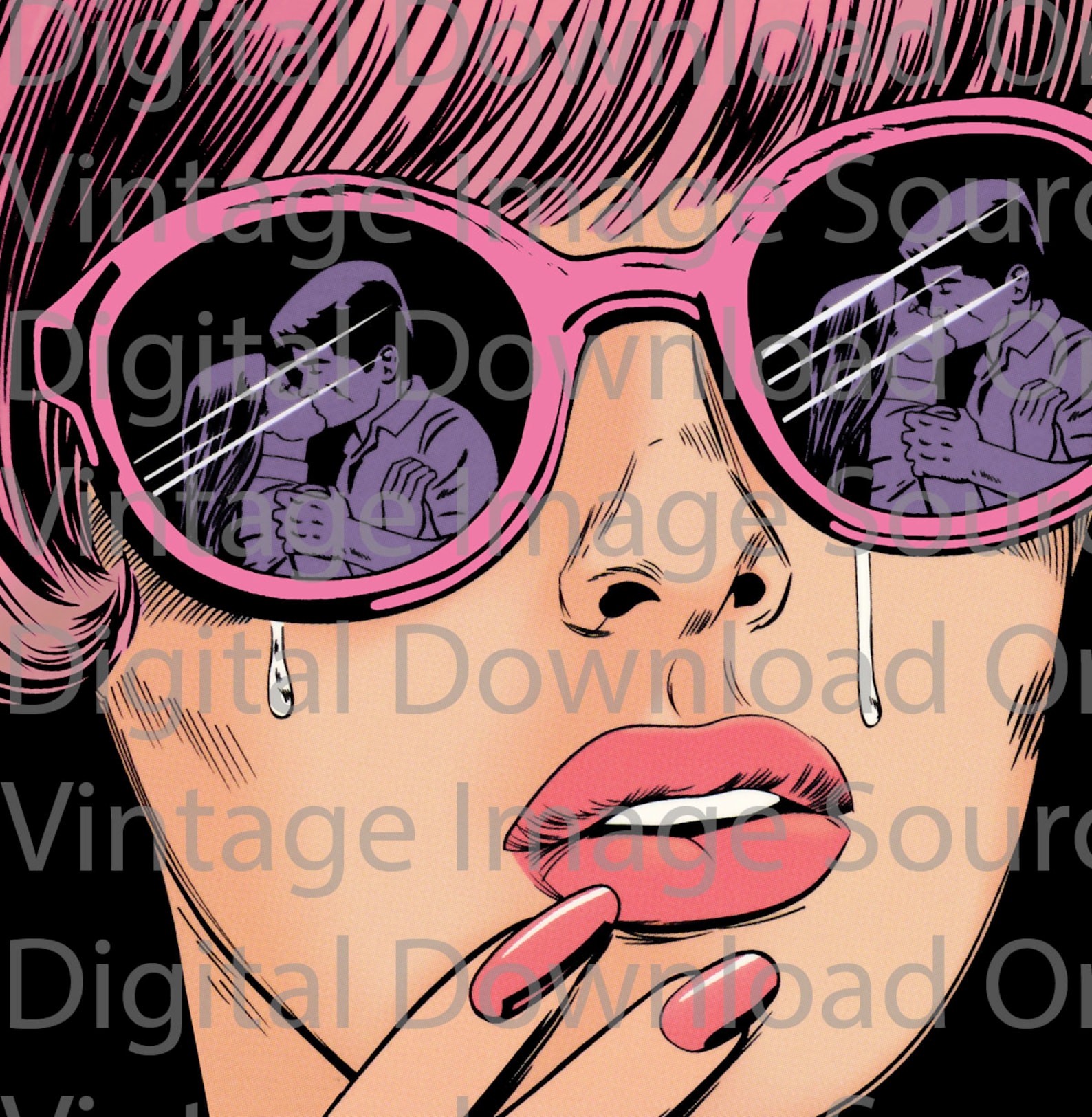 DIGITAL DOWNLOAD Vintage Comic Romance Love Pop Art 1960s Sad - Etsy