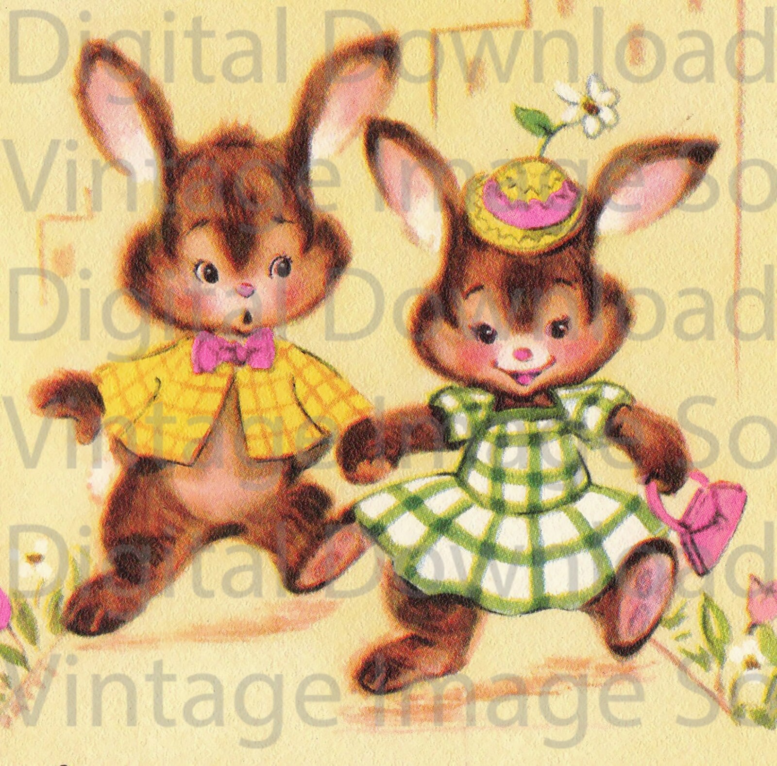 Digital Download PRINTABLE 1950s Vintage Easter Bunny Bunnies | Etsy