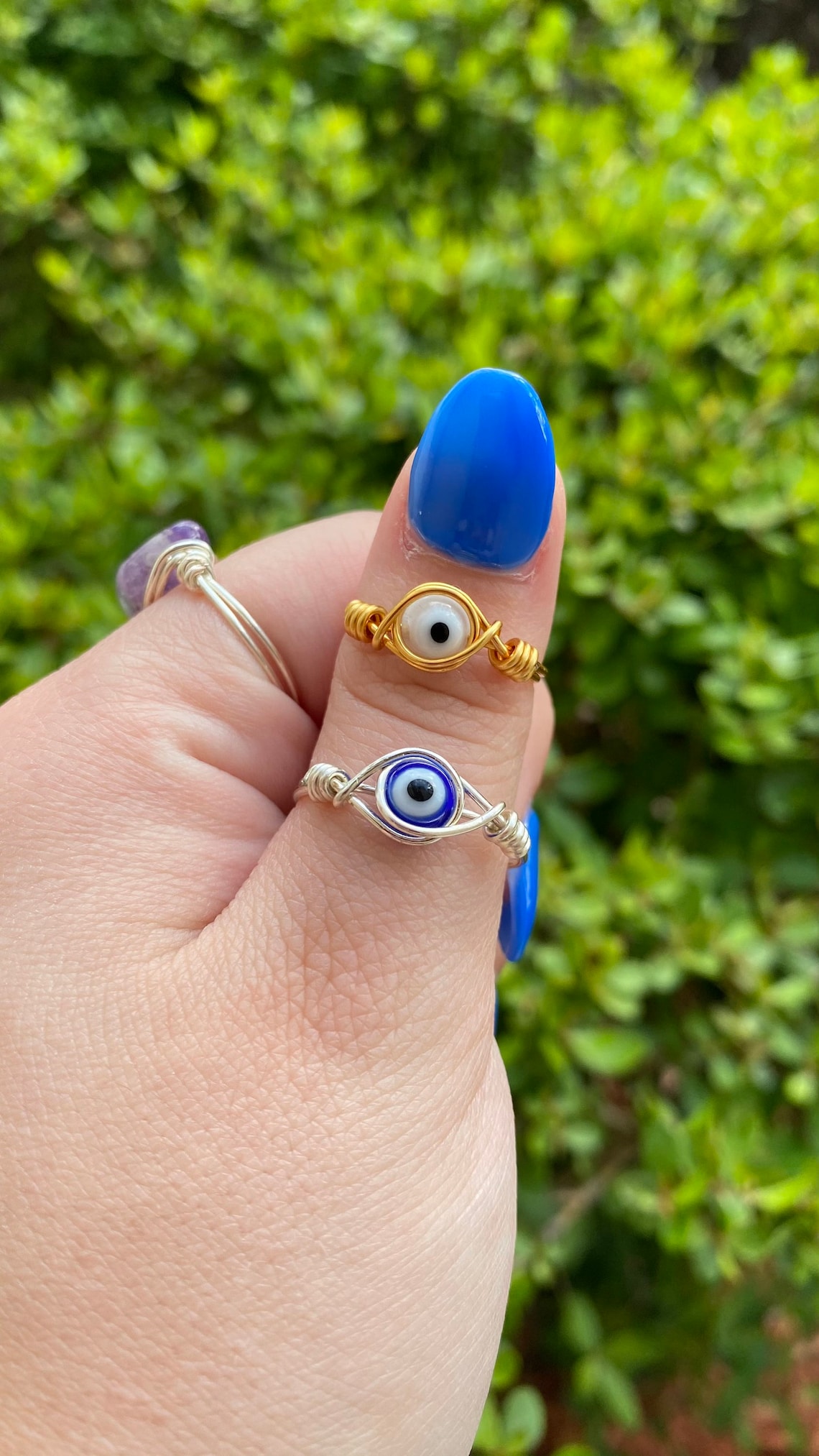 Evil Eye Ring Protection Ring Nazar Jewelry Wire Wrapped - Etsy