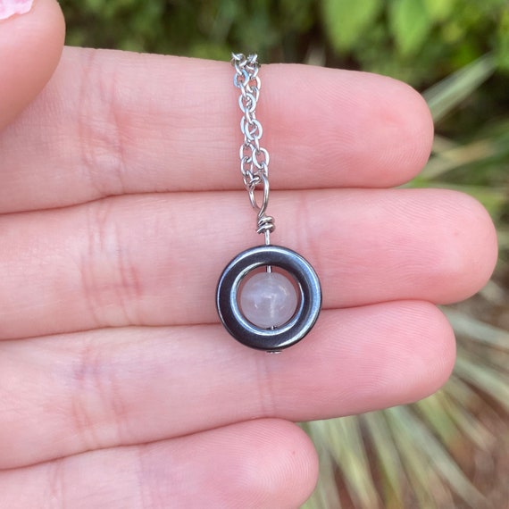 Rose Quartz Necklace Anxiety Necklace Crystal Necklace Fidget Necklace Anxiety Spinner Necklace Fidget Jewelry Christmas Gift Etsy