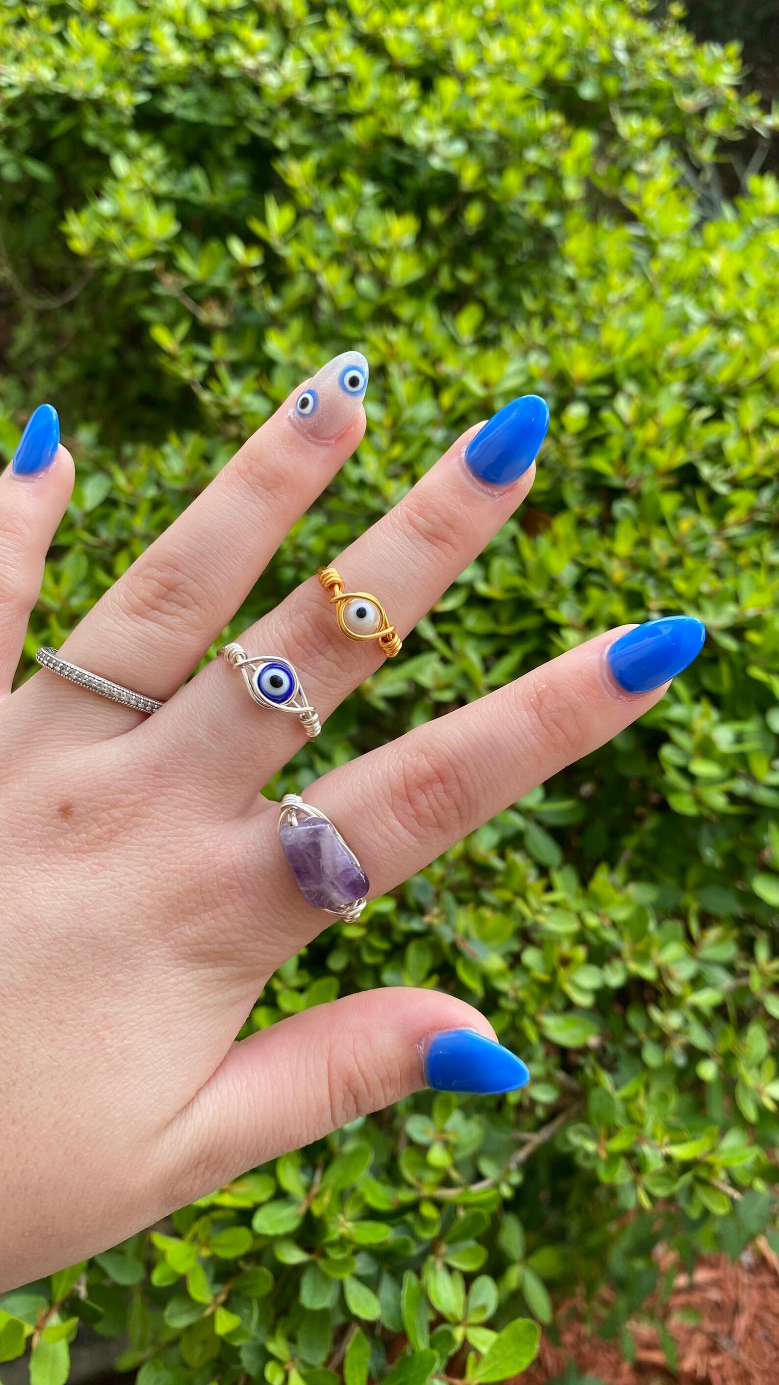 Evil Eye Ring Protection Ring Nazar Jewelry Wire Wrapped | Etsy